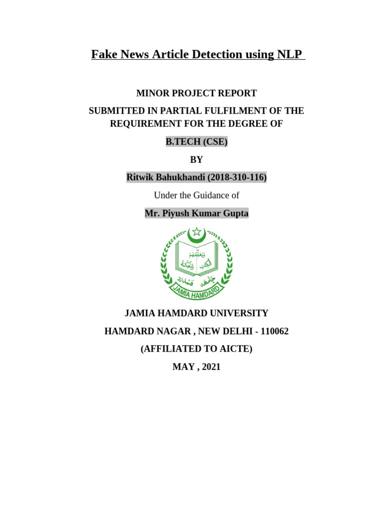Minor Project Report | PDF