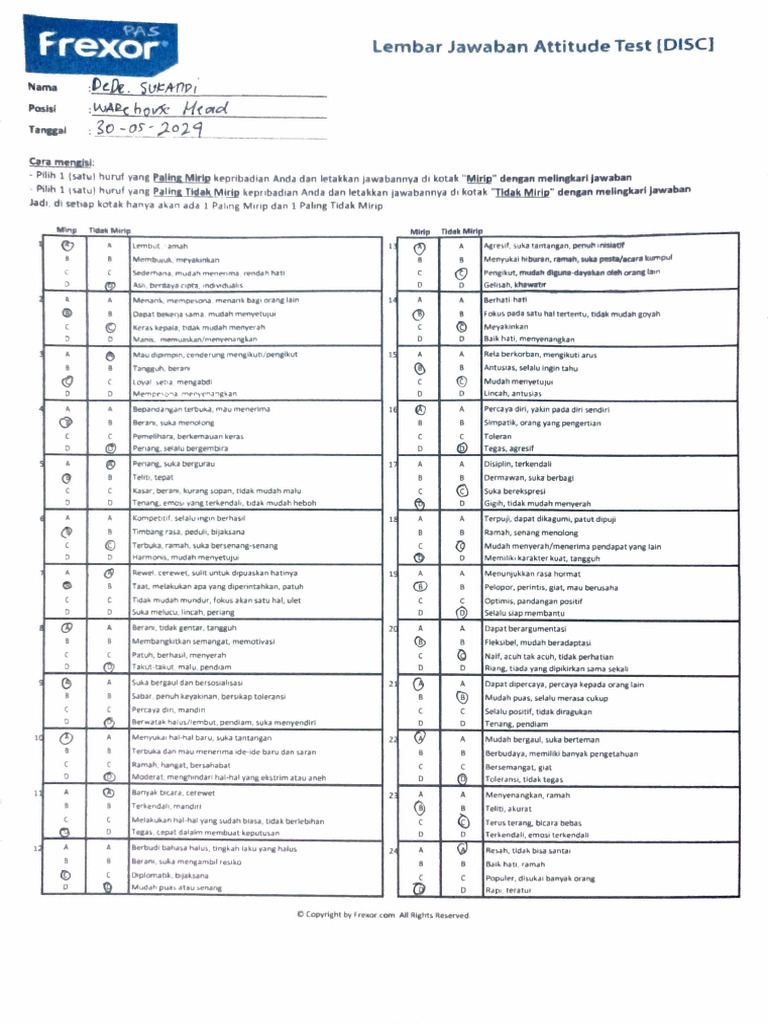Attitude Test- Dede Sukandi | PDF