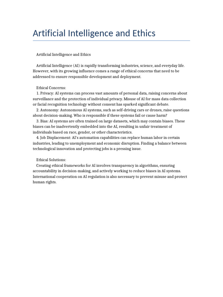 Artificial Intelligence and Ethics Updated | PDF