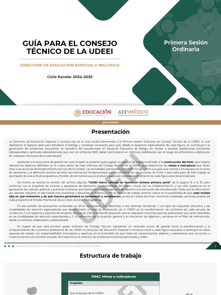 Guia CT Primera Sesión Ordinaria UDEEI | PDF | Objetivo | Educación ...