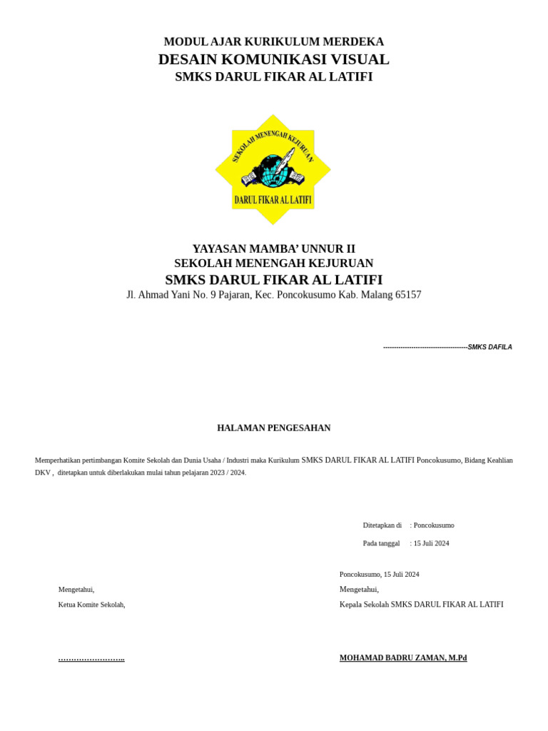 Alur Tujuan Pembelajaran DKV - Sketsa Dan Illustrasi Dafila | PDF