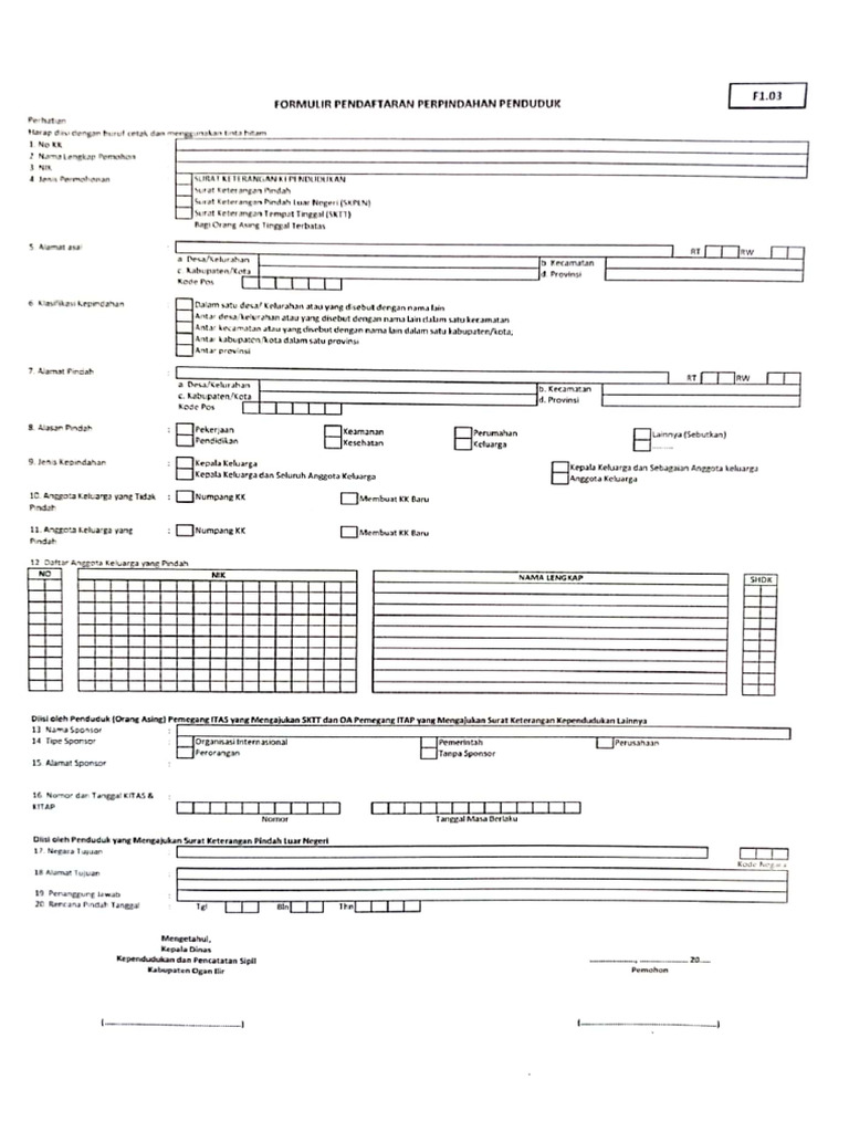 Formulir F1. 03 | PDF
