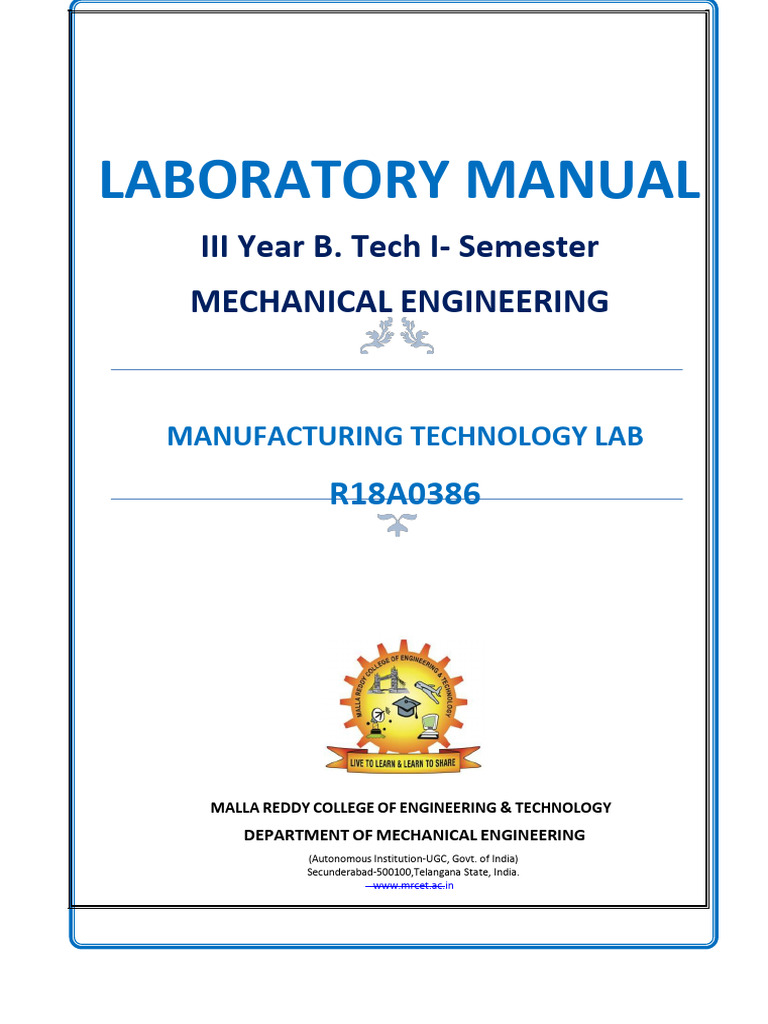 Manufacturing Technology Lab | PDF