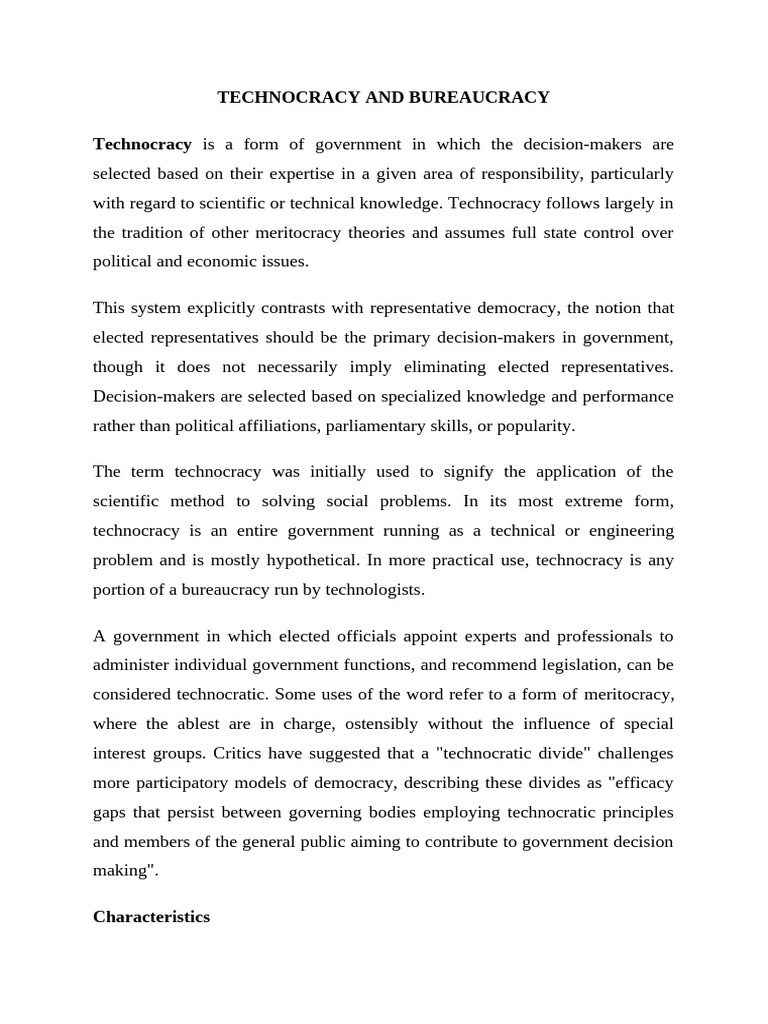 Technocrats vs. Bureaucrats Explained | PDF | Science | Politics