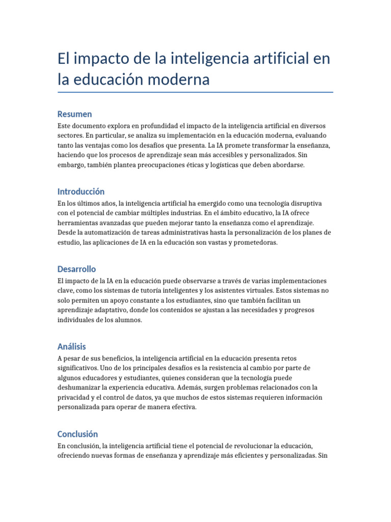 El Impacto de La Inteligencia Artificial en La Educación Moderna ...
