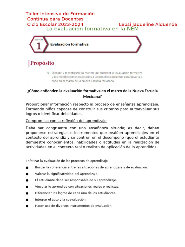 La Evaluación Formativa en La NEM - Lepsi Cte | PDF