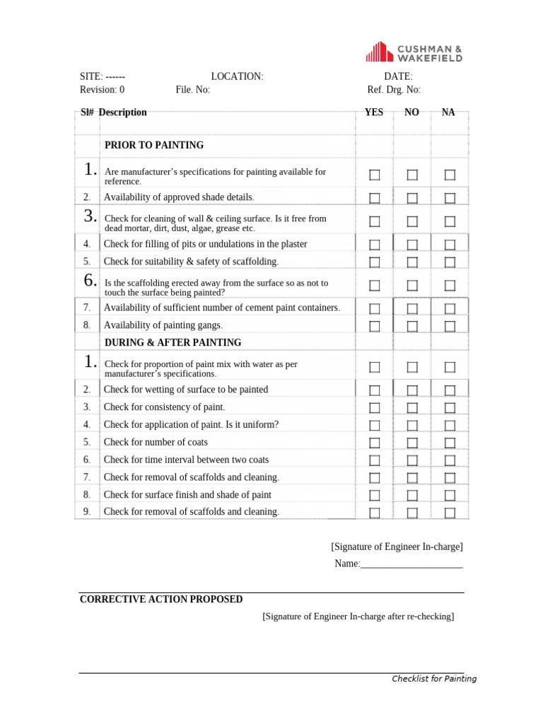 Cw030 - CHKLST - Painting | PDF