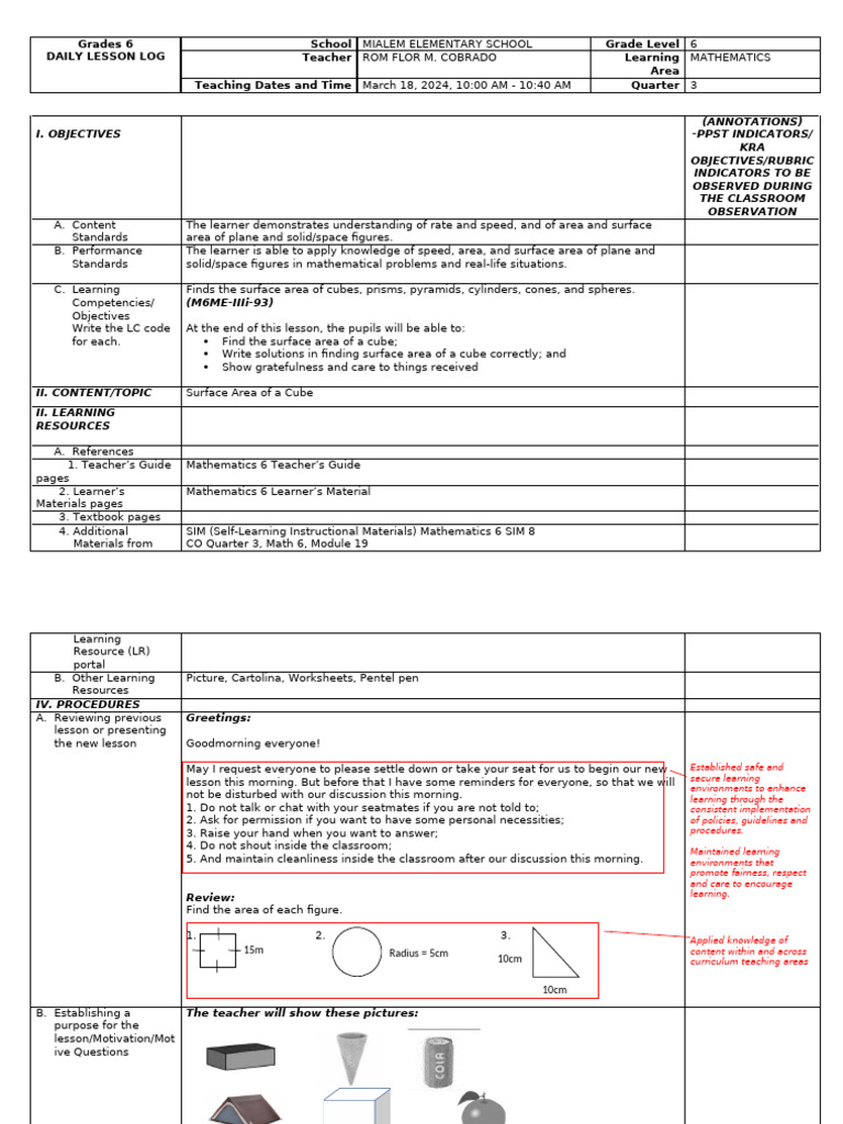 Math 6 COT 2023-2024 | PDF