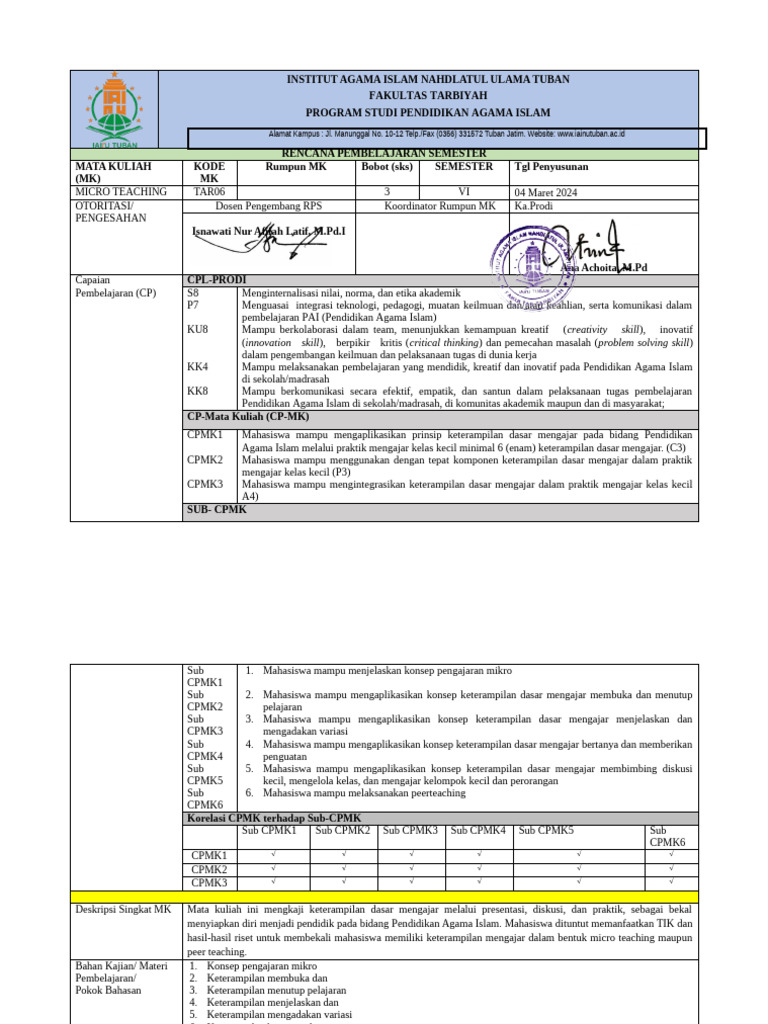 RPS Micro Teaching Genap 2023-2024 PAI - Copy | PDF