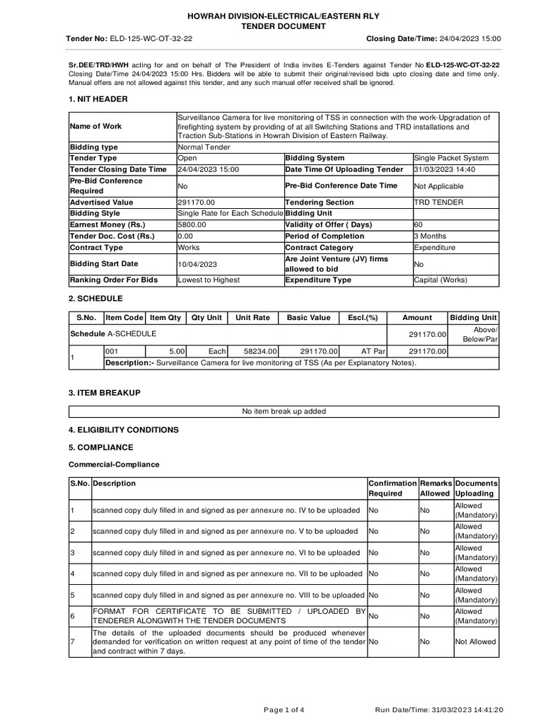 CCTV Tender Document | PDF