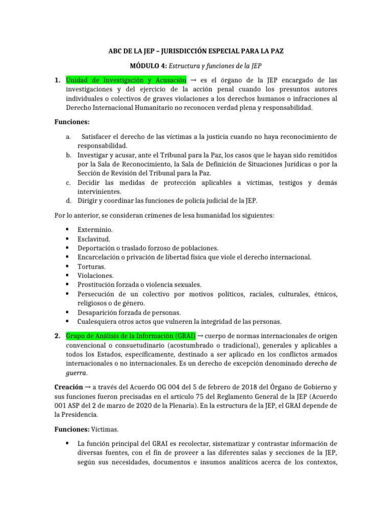 Módulo 4 - Estructura y funciones de la JEP | PDF