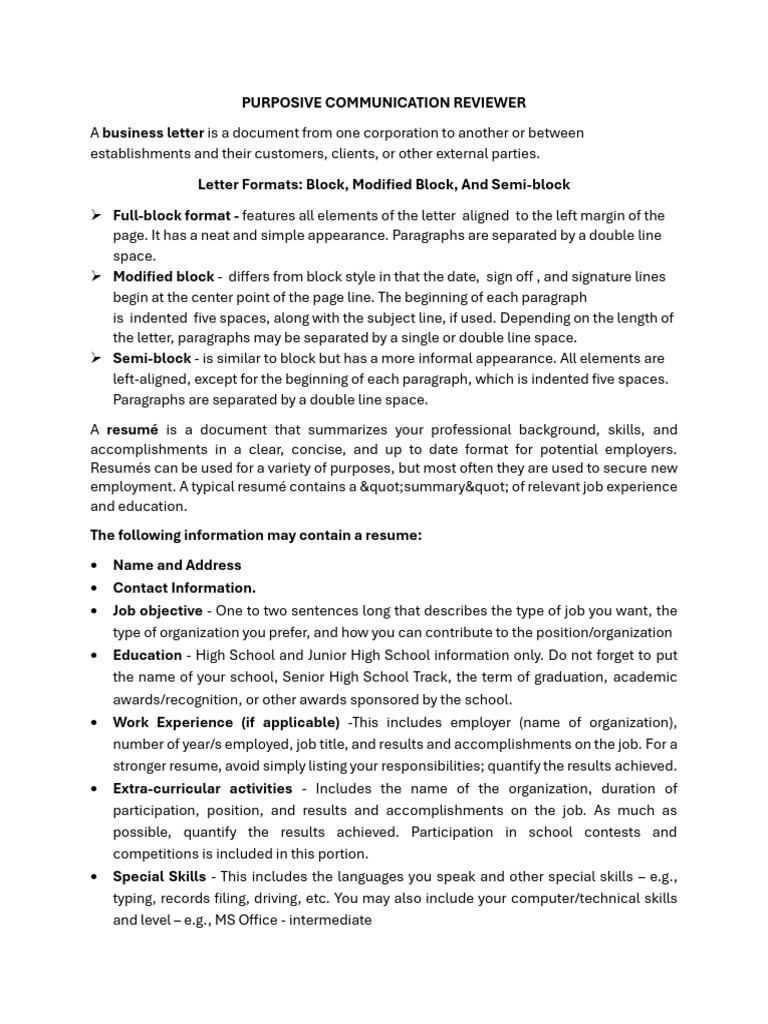 PURPOSIVE COMMUNICATION REVIEWER | PDF