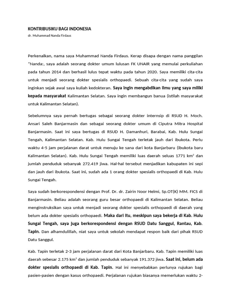 Contoh ESAI + WAWANCARA LPDP - Muhammad Nanda Firdaus | PDF