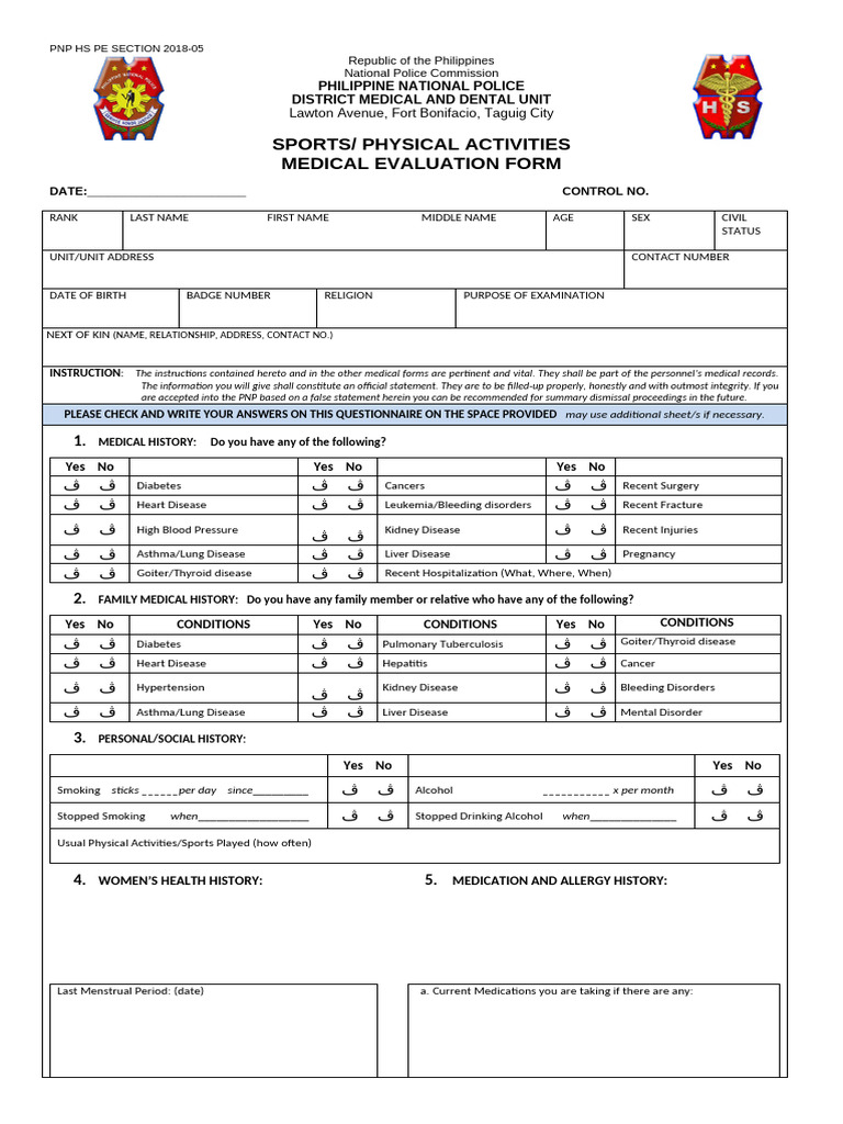 PFT Form 1 PFT History Form 1 1 | PDF