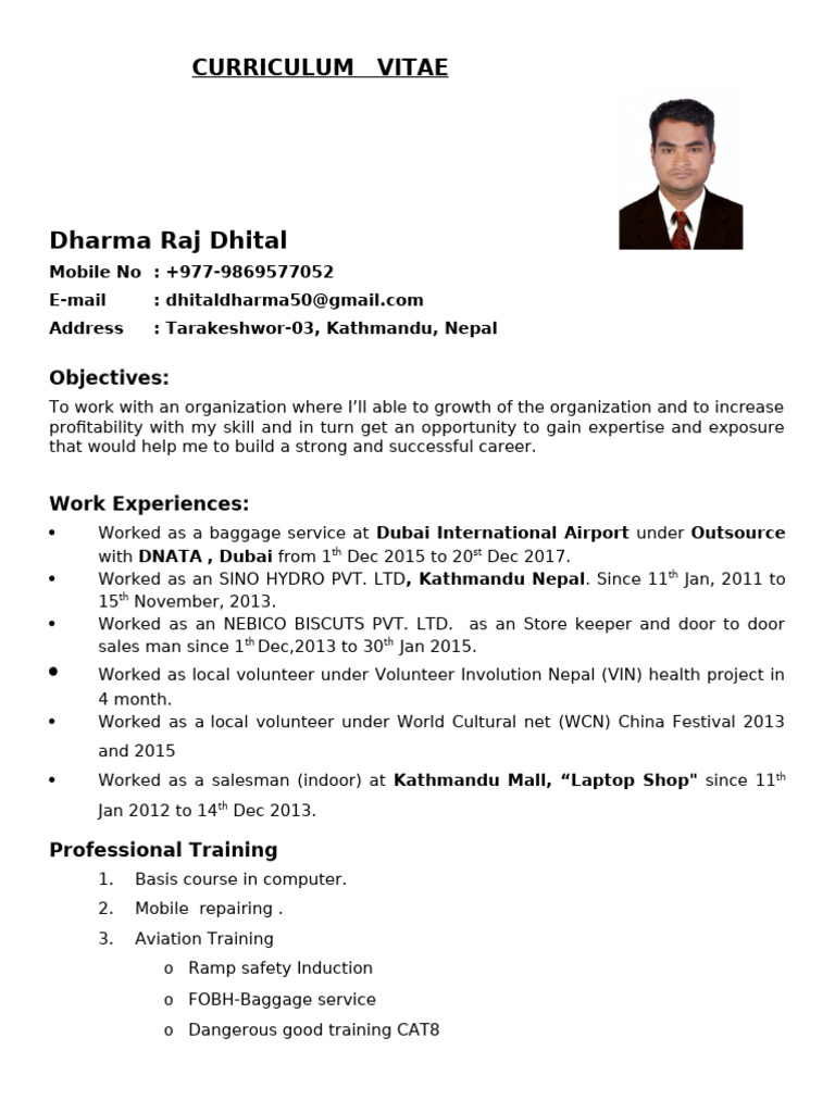 Dharma Raj CV1 Nepal | PDF