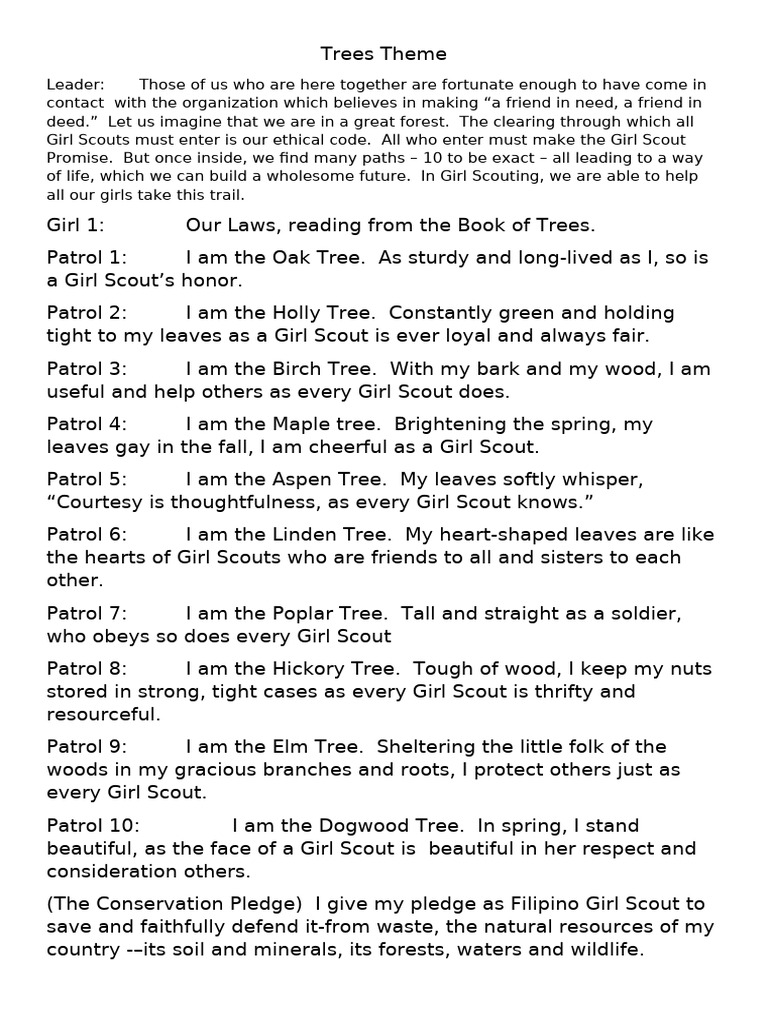 Scouts Own Trees Theme | PDF