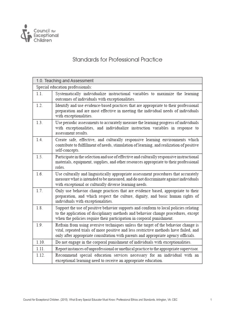 Standards For Professional Practice | PDF
