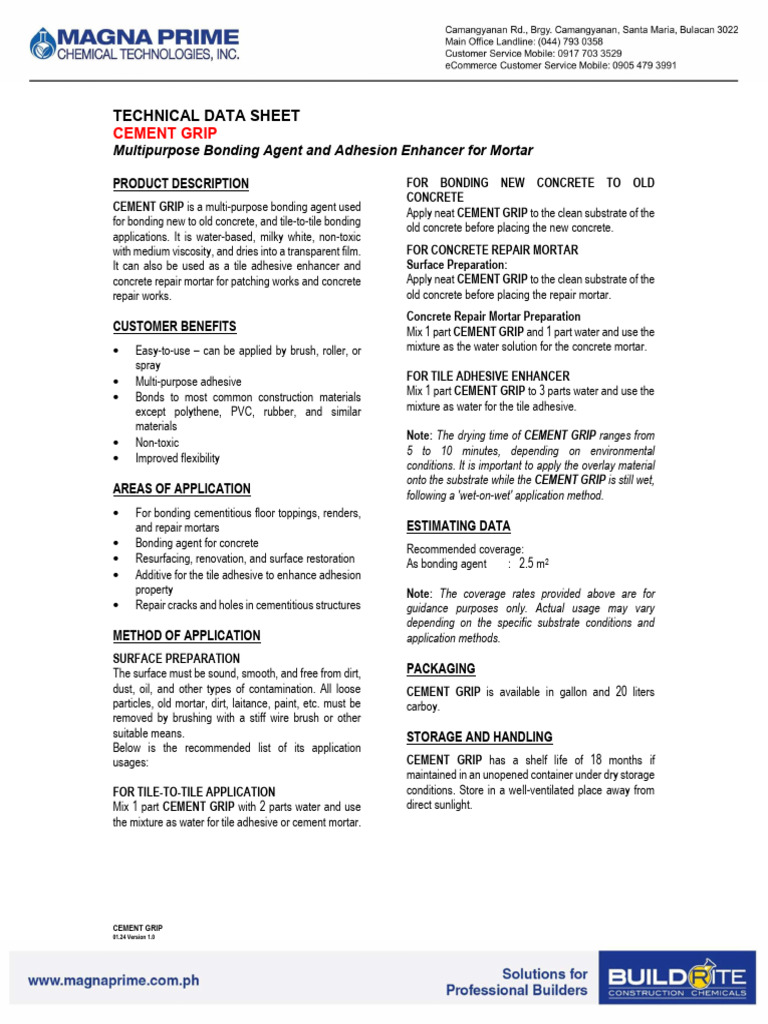 Tds Cement - Grip | PDF