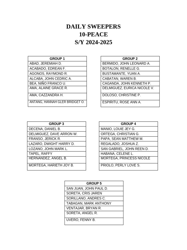 Daily Sweepers | PDF