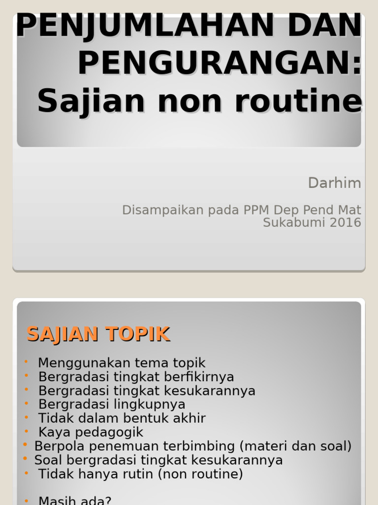 Sajian Non Routine ( + -) | PDF