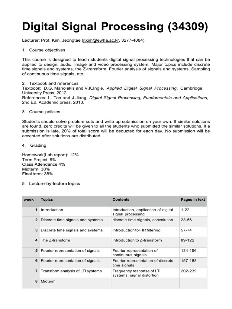 DSP_syllabus_24 | PDF