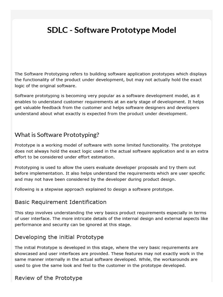 SDLC - Software Prototype Model | PDF