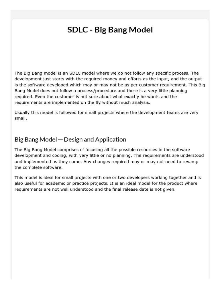 SDLC - Big Bang Model | PDF | Business | Art