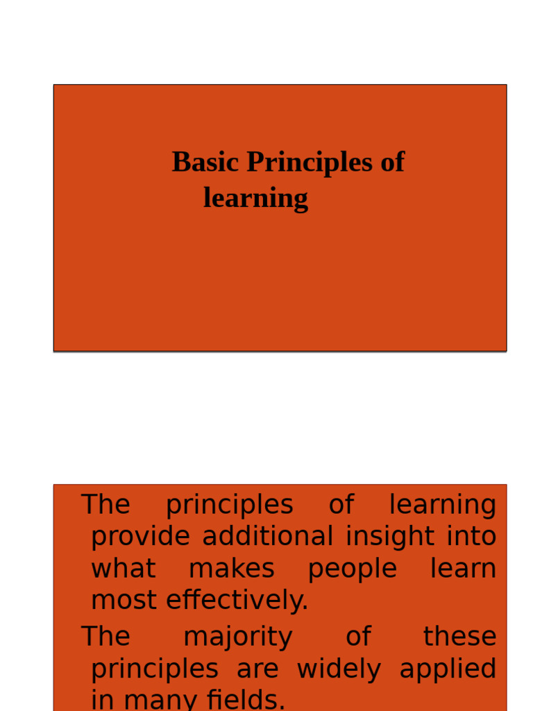 Basic Principles of Learning | PDF