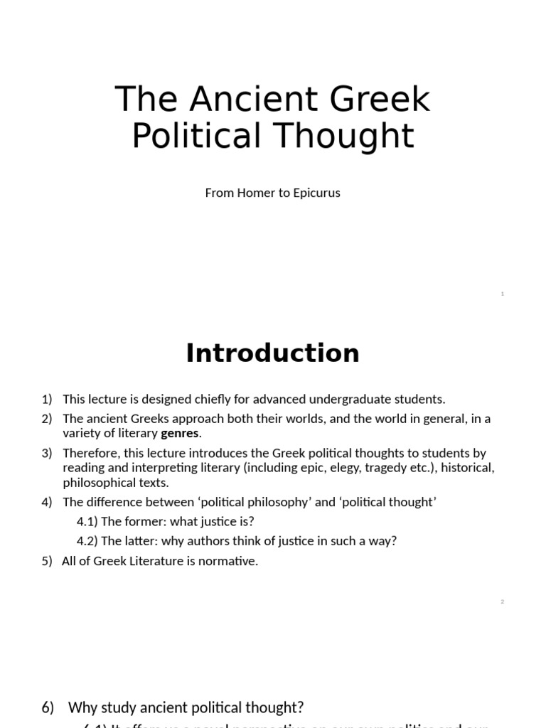 The Ancient Greek Political Thought | PDF