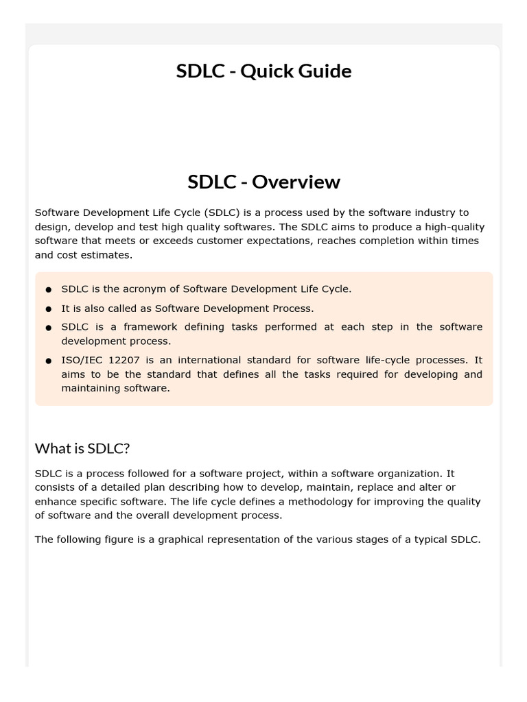 SDLC - Quick Guide | PDF