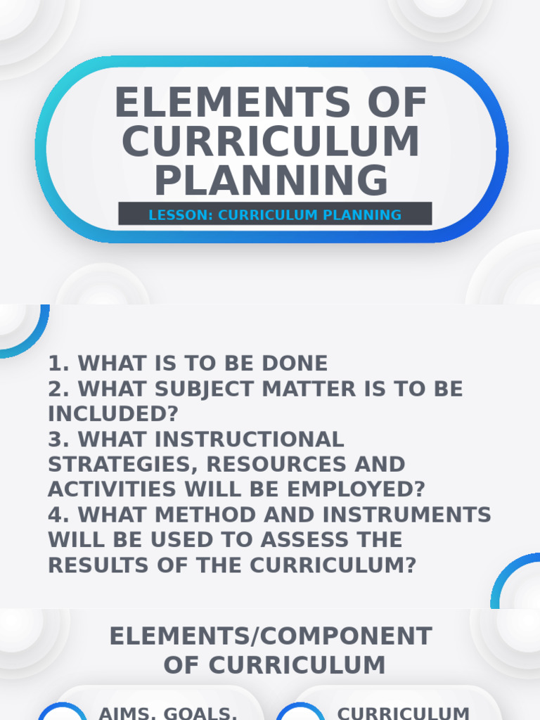 Elements of Curriculum Planning | PDF