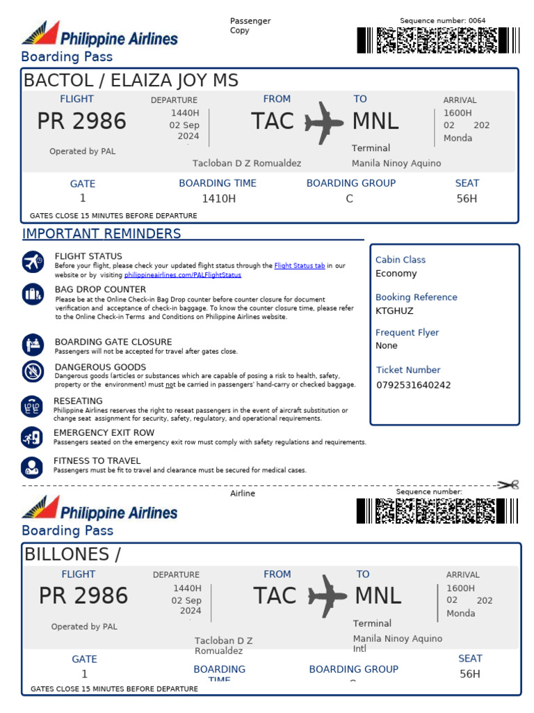 Pal Dummy Boarding Pass | PDF