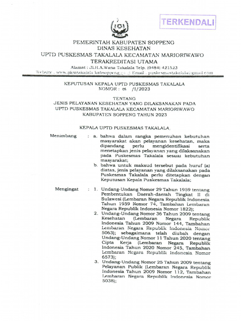 4.5.1.d SK tentang Pemeriksaan PTM di Posbindu | PDF