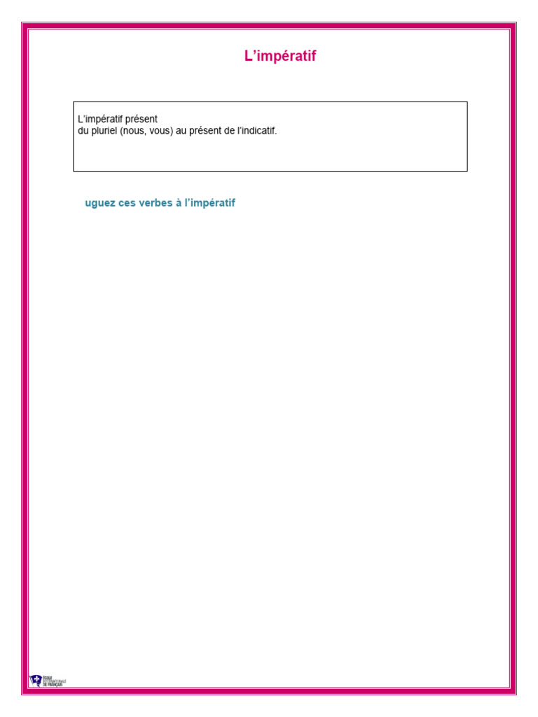 Ejercicios Imperatif | PDF | Crecimiento personal y profesional | Artes ...