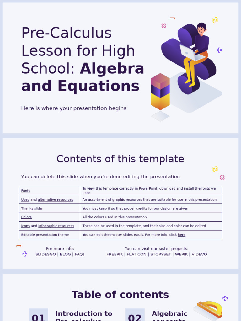 Pre-Calculus Lesson For High School - Algebra and Equations by Slidesgo ...