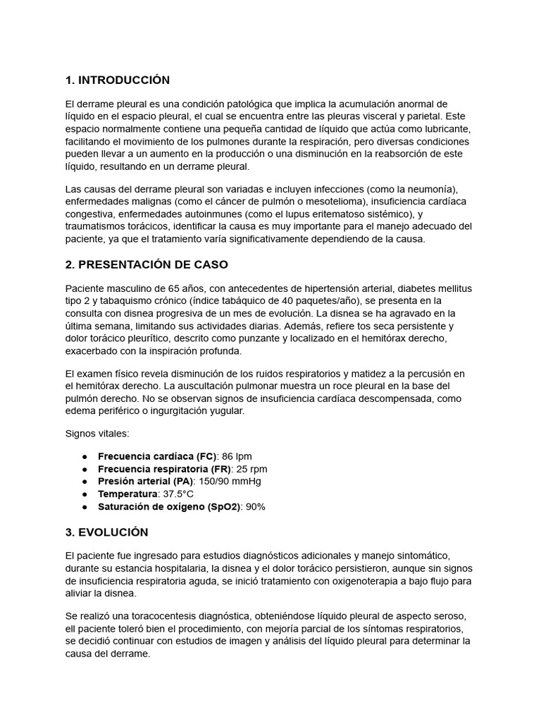 Diagnóstico y manejo del derrame pleural | PDF | Enfermedades y ...