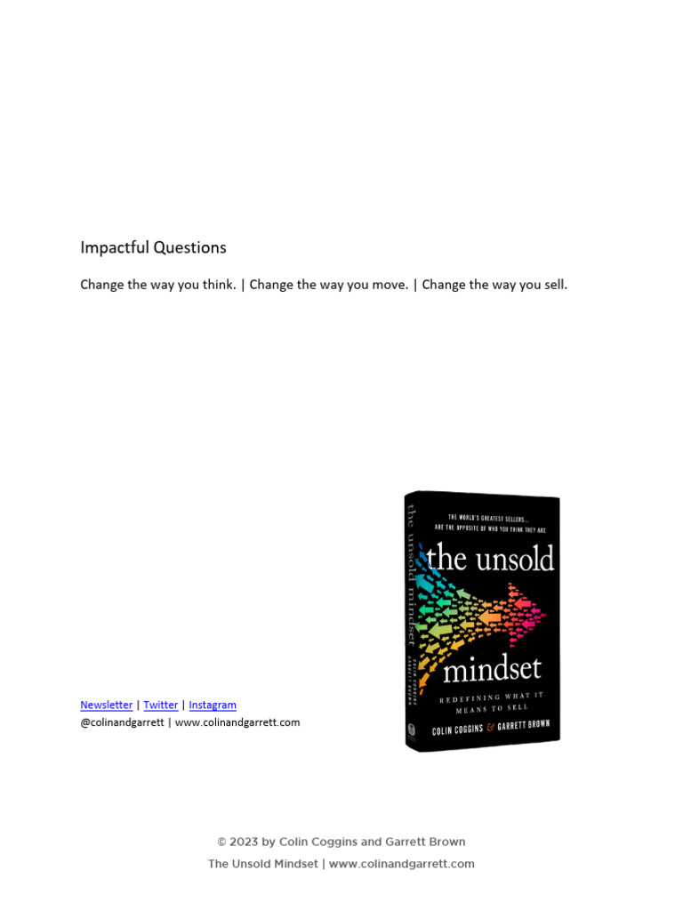 The Unsold Mindset - Impactful Questions | PDF