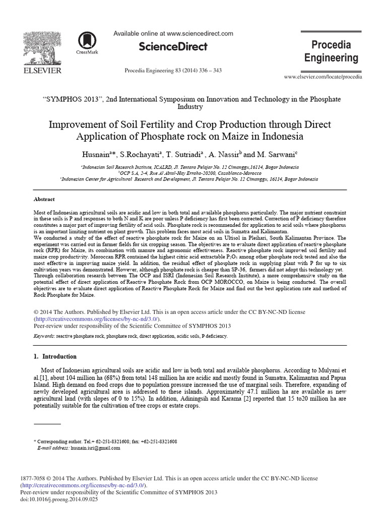Phosphate Rock Application for Maize in Indonesia | PDF | Soil ...