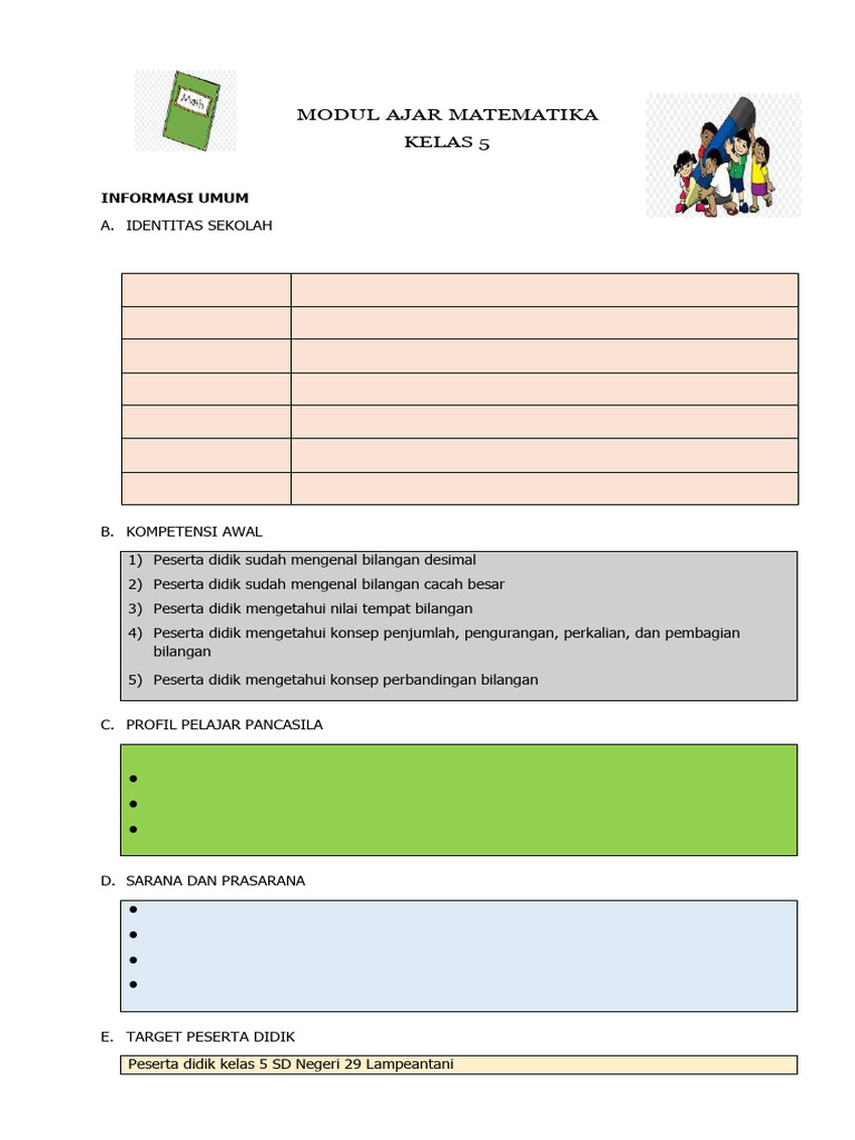 Modul Ajar Matematika Kelas 5 Pdf