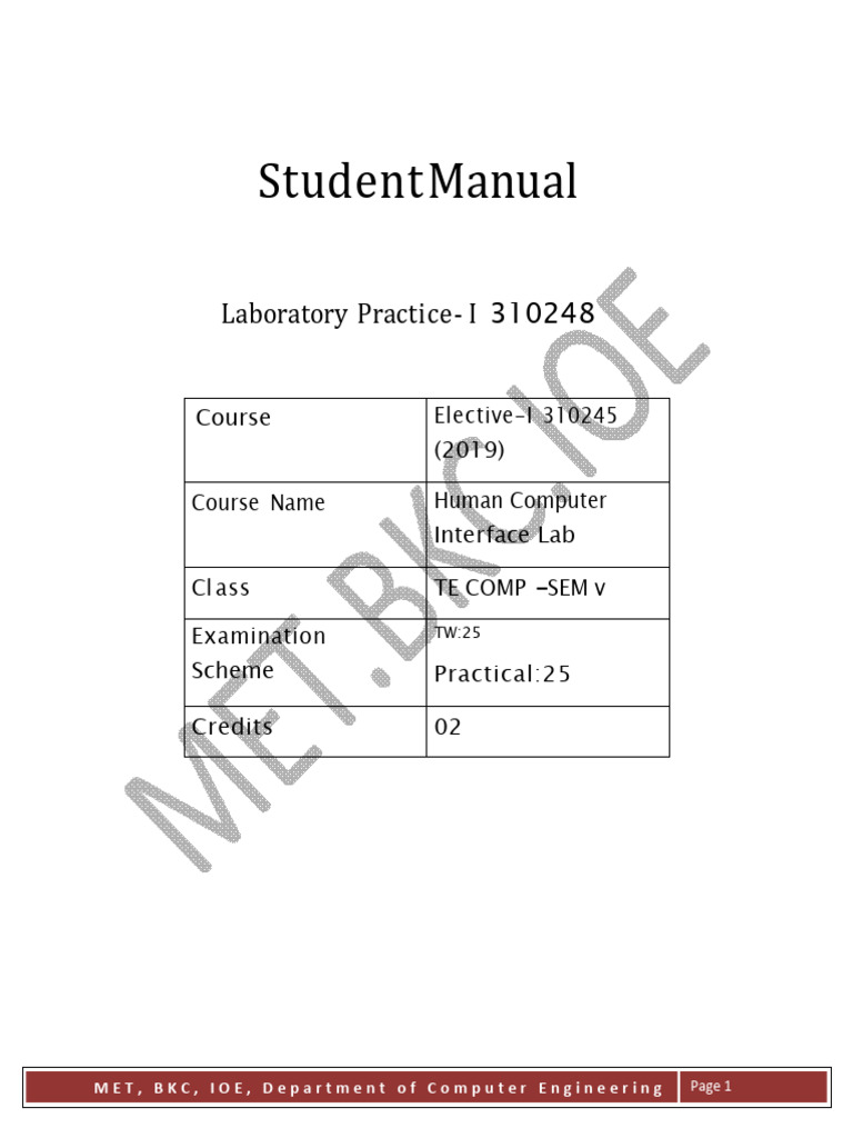 Hci Lab Manualmet | PDF