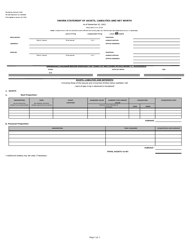 Saln Form | PDF