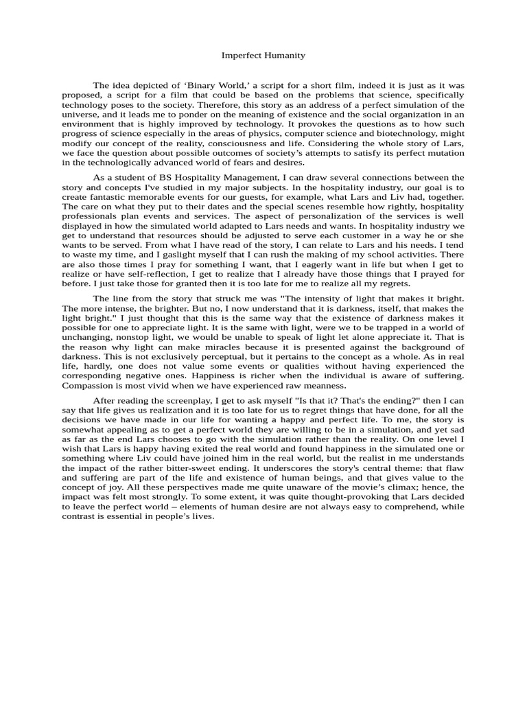 Embate, Clarisse BSHM 3A - Reflection For STS | PDF