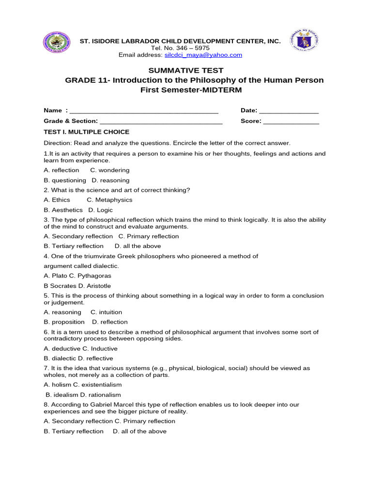 First Quarter Examination SHS | PDF