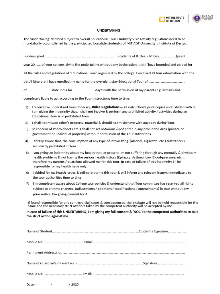 Industrial Visit - Tour Undertaking | PDF