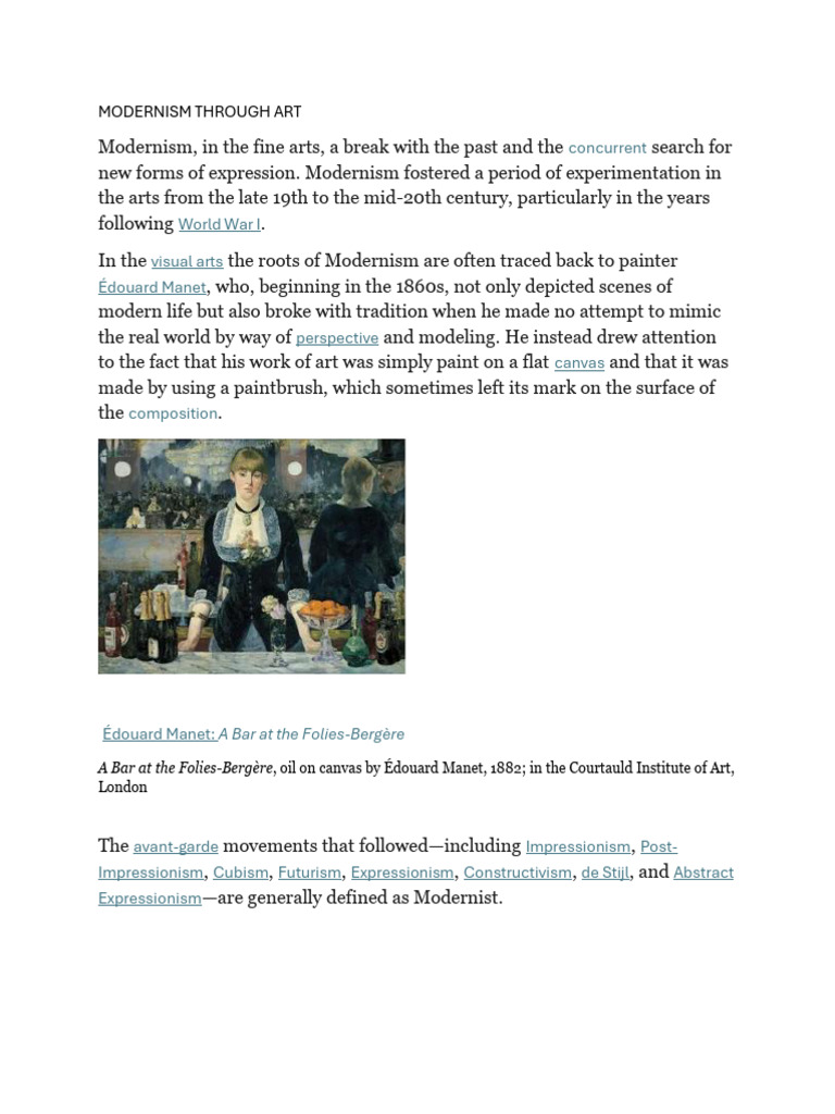 Modernism Through Art Zainab | PDF