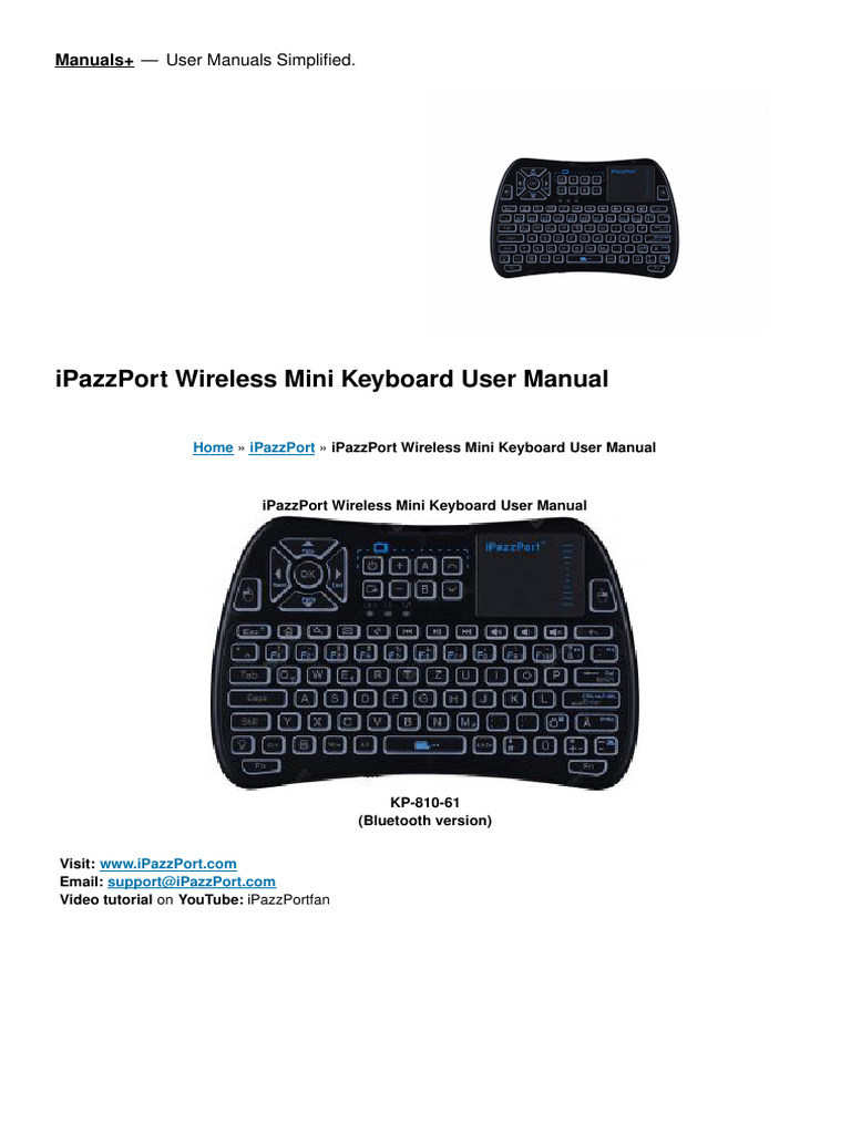 Wireless Mini Keyboard Manual | PDF