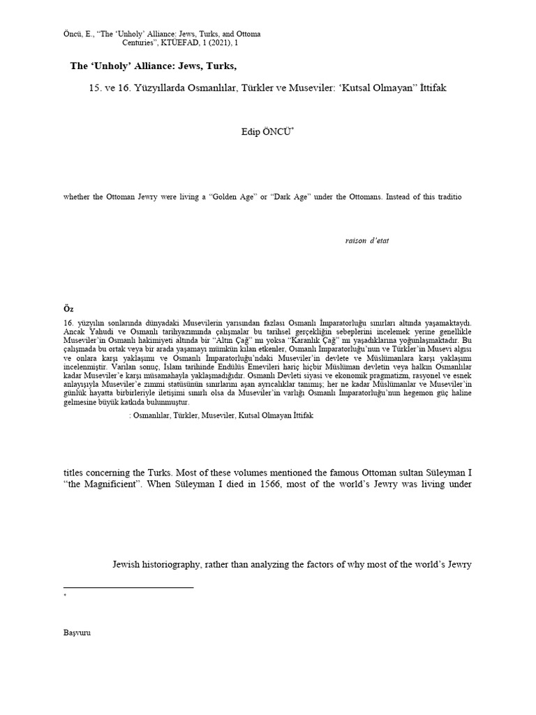 The Unholy Alliance Jews, Turks, and Ottomans During The 15th and 16th ...