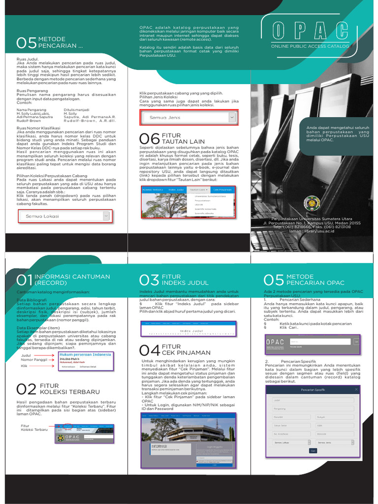 Leaflet OPAC Perpustakaan USU | PDF