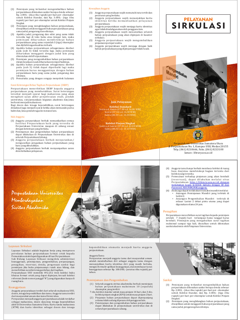 Leaflet Sirkulasi Perpustakaan USU | PDF