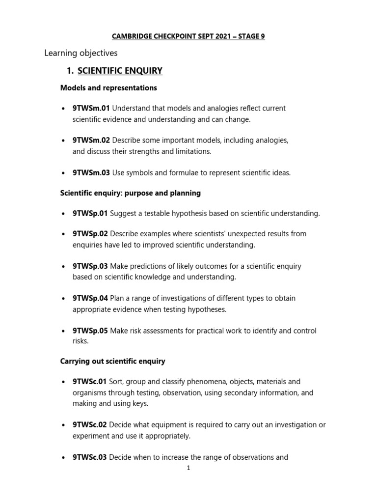 Checkpoint Syllabus Grade 9 | PDF